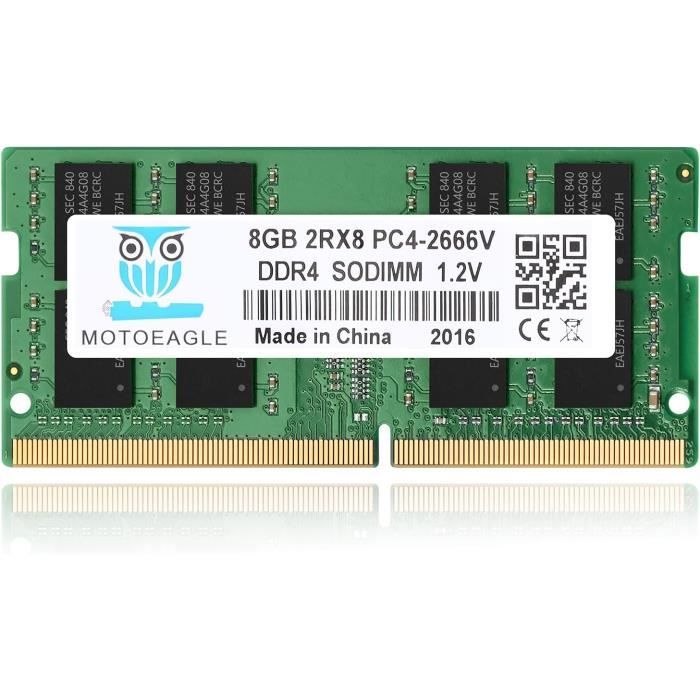 Mémoire Ram Ddr4 8 Go Ddr4 2666 Mhz Pc4-21300(Pc4-2666V)Cl19 Sodimm 1,2 V 260 Broches Non Ecc So ...
