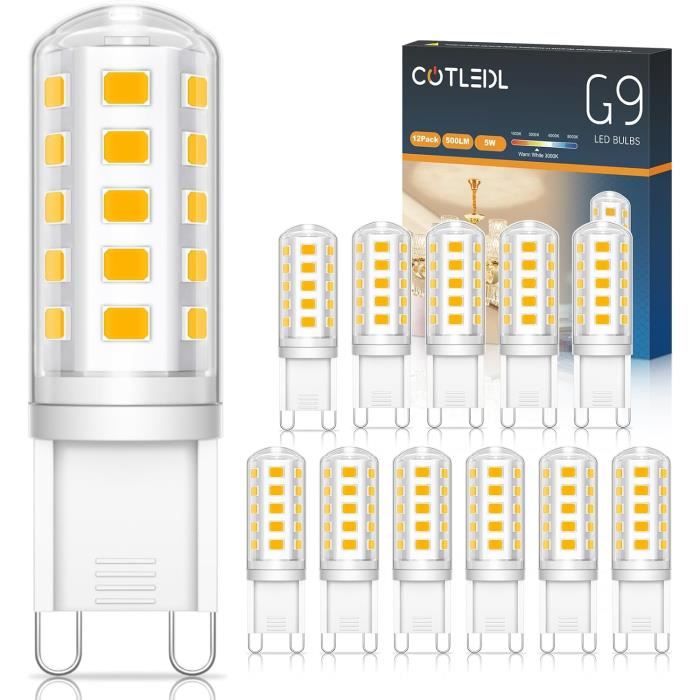 Ampoule LED G9 Blanc Chaud 3000K,5W,500LM,Équivalent 50W Halogène Lampe,Non Dimmable Sans ...