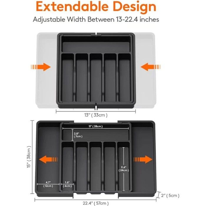 Range Couverts Plateau d'Ustensiles Extensible pour Tiroir Organisateur ...