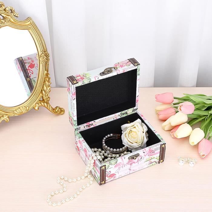 Coffret Au Trésor Boîte De Rangement En Bois + Cuir Pu Coffret À Bijoux ...