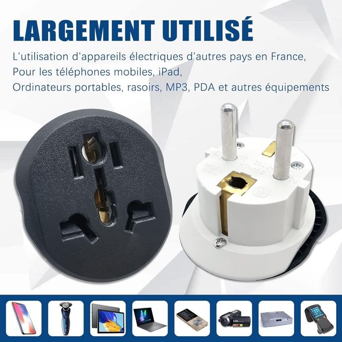 Adaptateur Prise Universel de Voyage Type-E/F Prise France vers ...