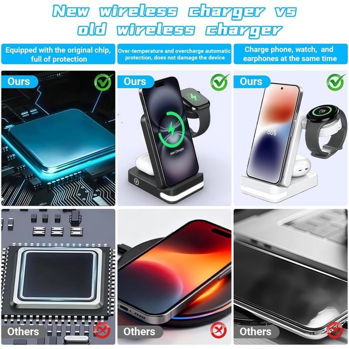 Chargeur Induction 3 En 1, Station De Charge Sans Fil Pliable Et ...