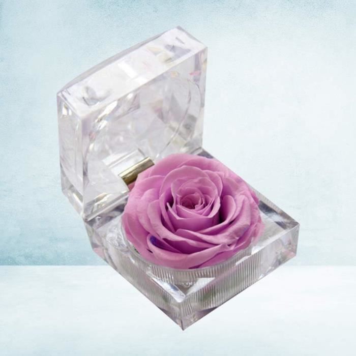 Rose Éternelle - Véritable Fleur Immortelle Avec Boîte En Verre Carrée ...