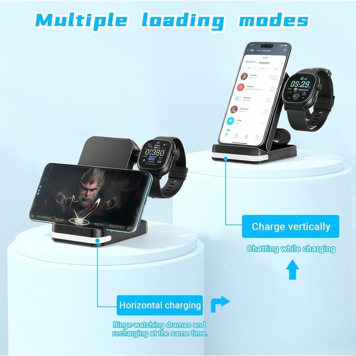 Chargeur Induction 3 En 1, Station De Charge Sans Fil Pliable Et ...