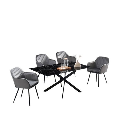 Table Repas JESSICA Black verre effet marbré Noir 150x90cm - Cdiscount ...