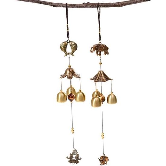 Carillon à Vent en Cuivre MéTal Chanceux Vent Carillon Cloche Chinois Feng Shui Cloche en Métal ...