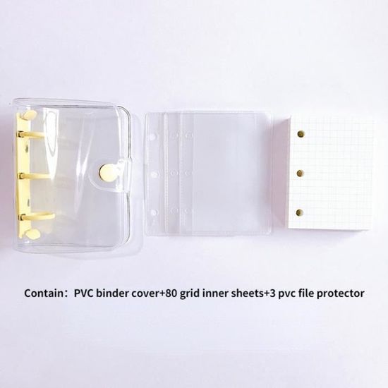 Carnet de notes - Jaune - PVC - 3 trous - Coque transparente - Pour ...