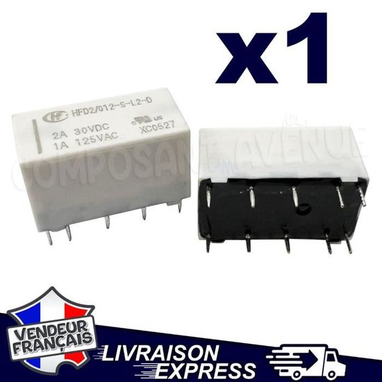 1 RELAIS BISTABLE 2R 2A BOBINE 12V RELAY HFD-012-S-L2-D RELAIS DE ...