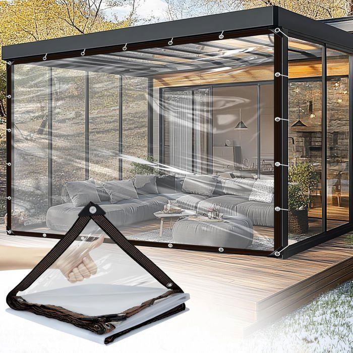 Bâche de protection transparente 2x4 m - Imperméable en PVC - Avec ...