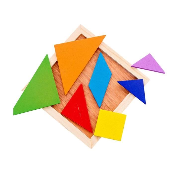 Puzzles Tangram pour enfants, 7 pièces en bois pour enfants, forme de ...