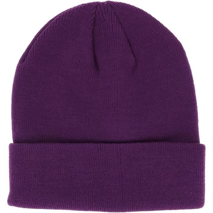 Bonnet Homme Ou Femme Uni - Bonnet Hiver Basic En Maille Sans Pompon ...