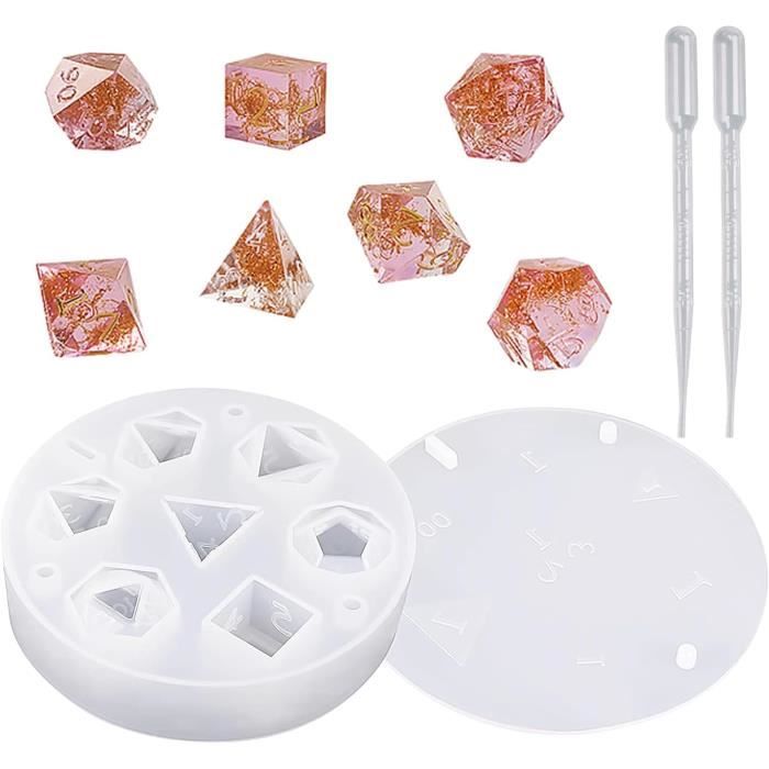 Résine Silicone Moule 7 Formes Silicone Moule Cube Dés Moule avec ...