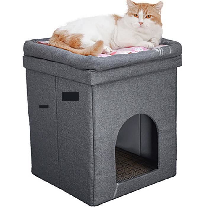 Maison pour Chat Pliable, Cat Cave avec Terrasse, Coussin intérieur ...