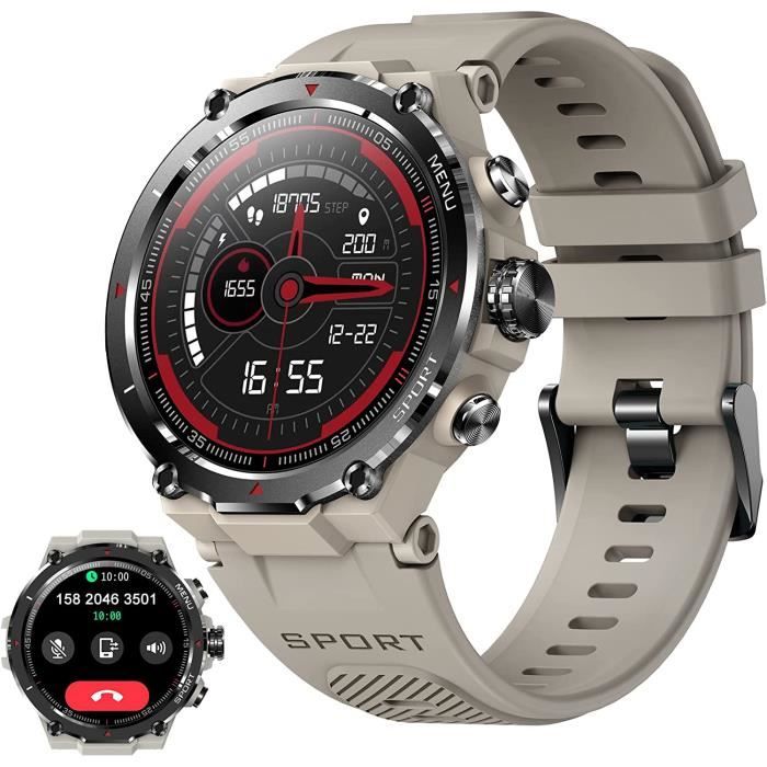 Montre Connectée Homme Militaire avec Appel Bluetooth 1,32'' HD ...