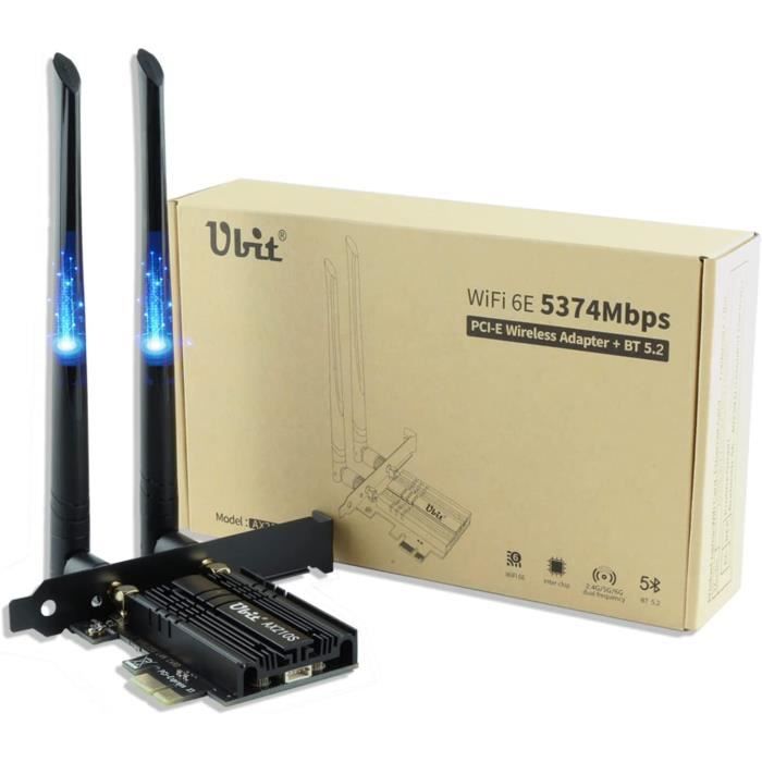 WiFi 6E AX210 PCIe WLAN Karte avec BT5.2,Max 5374Mbit-s (2.4G+5G+6G ...