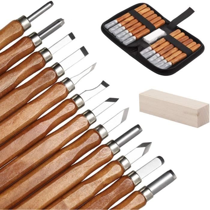 Kits Pour Travail Du Bois - Wandic Lot 12 Outils Sculpture Sur 1 Bois ...