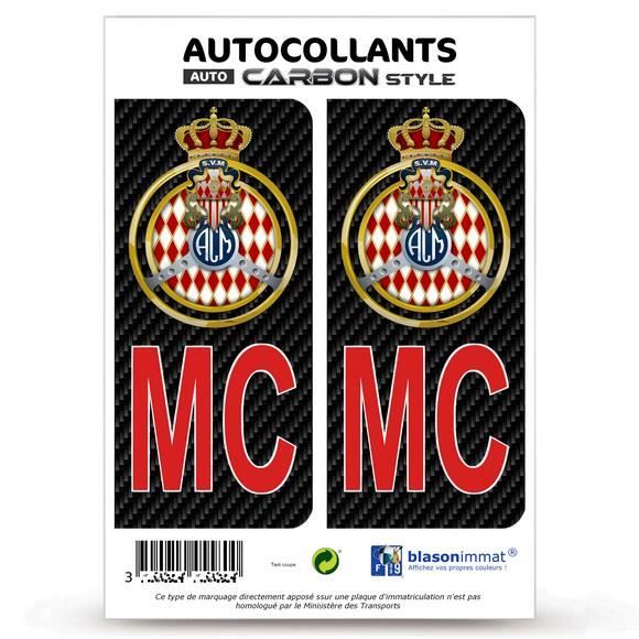 2 Stickers plaque immatriculation Auto Automobile MC-Rouge Club de ...