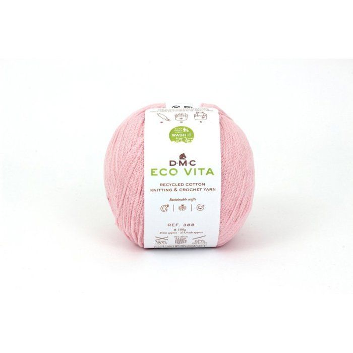 Fil Coton Recyclé Eco Vita 3mm 100g Tricot et Crochet Col. 004 rose ...