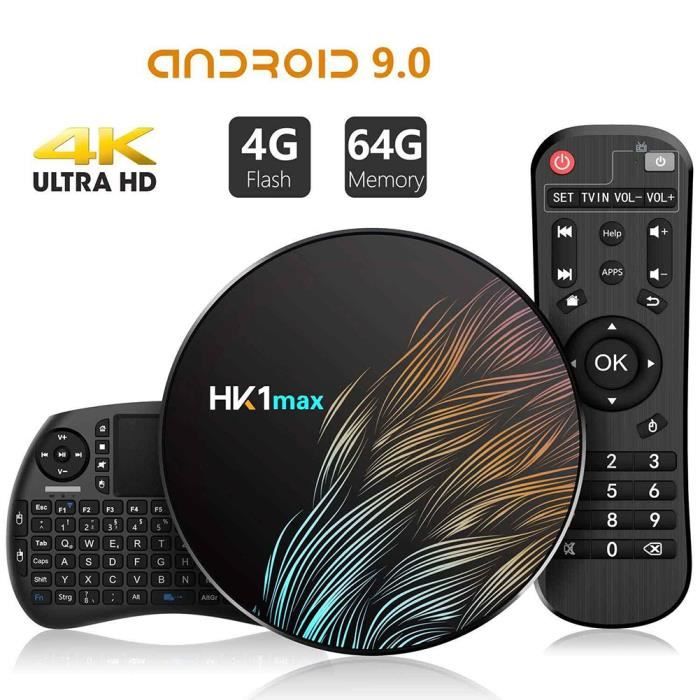 HK1MAX Smart Tv Box Android 9.0 4Go + 64Go 2.4G-5G Wifi BT4,0 RK3318 ...