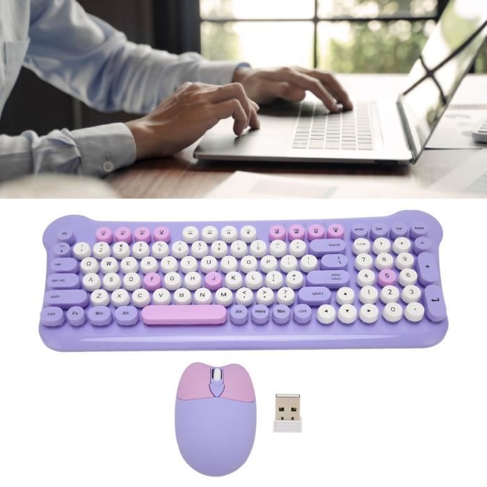 Clavier et souris sans fil - HURRISE - Violet - 98 touches - 1600 dpi ...