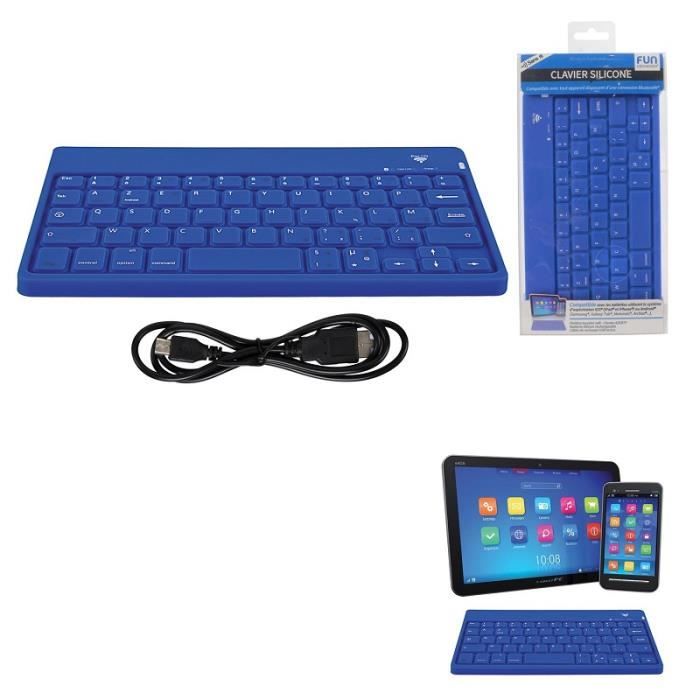 Clavier en Silicone Bluetooth Bleu Pour Tablette - Smartphone iOS ...