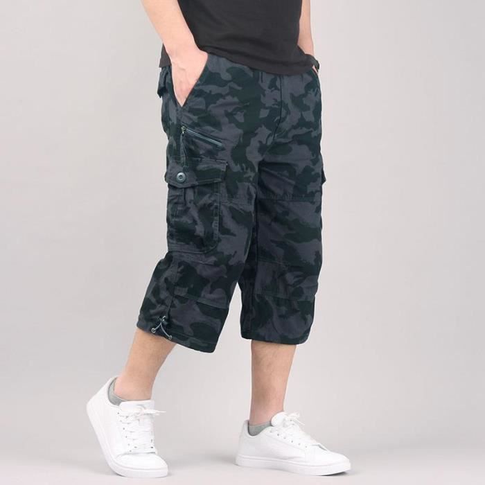 Short,Short Cargo Long en coton pour homme, pantalon Capri, multi ...