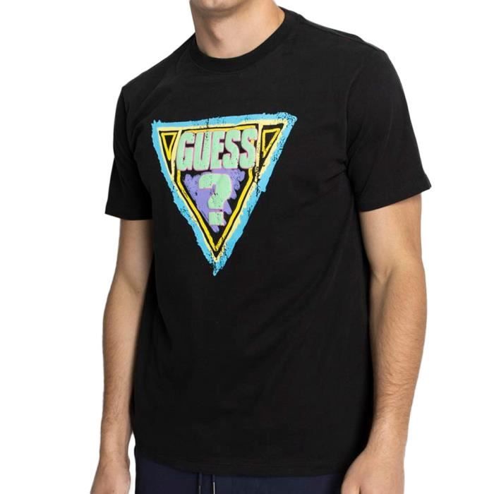 T-shirt Noir Homme Guess Brushed Triangle Black - Cdiscount Prêt-à-Porter