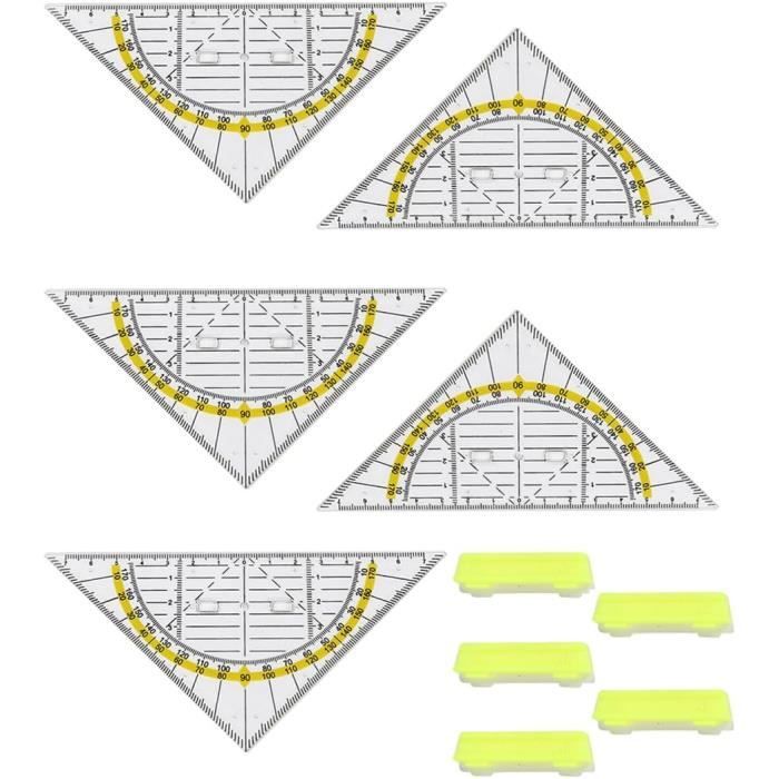 Set De 5 Equerre Ecole,Regle Equerre Rapporteur,Équerre Géométrique ...