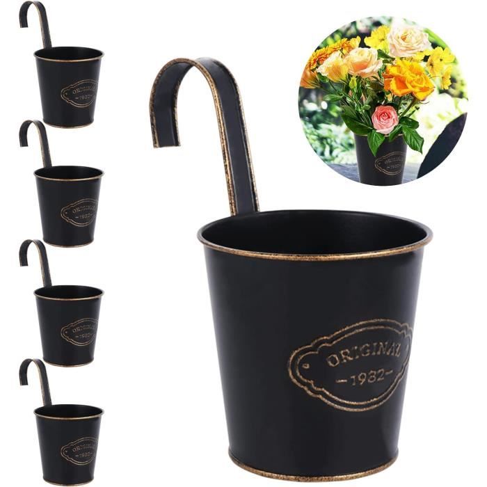 5Pcs Pots De Fleurs En Métal Vintage Jardinière Murale En Fer Pots De ...