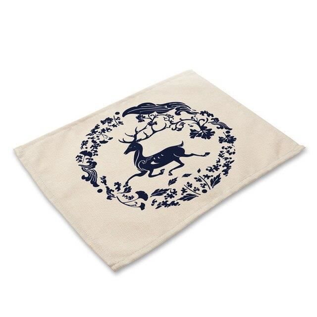SERVIETTE DE TABLE,B--Napperon en porcelaine bleu et blanc, 1 pièce ...