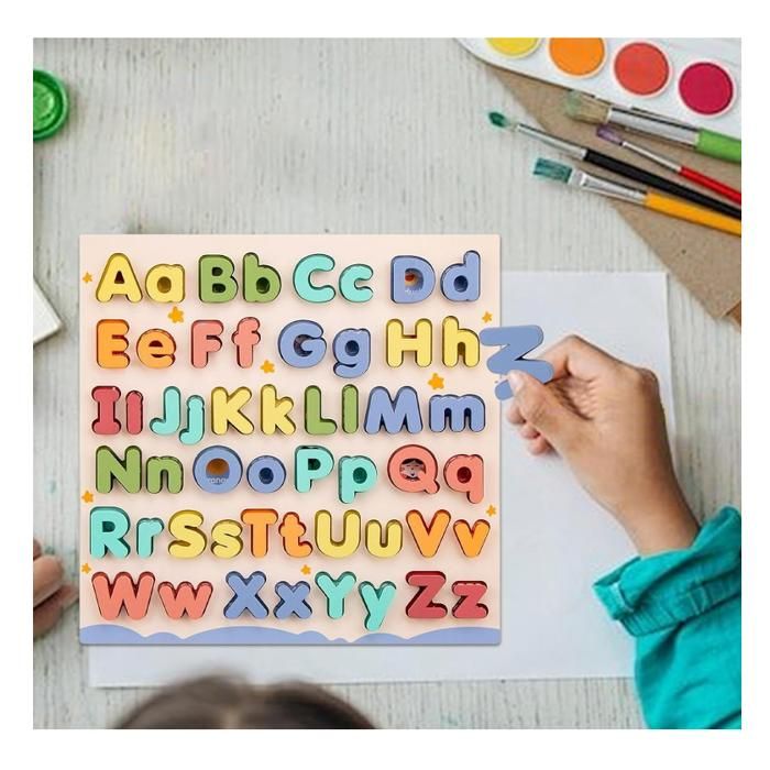 Puzzle Lettres,Jouet Éducatif en Bois Apprentissage Alphabet Majuscules ...