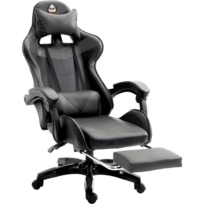 Chaise Gaming Ergonomique, Support Lombaire, Repose-pieds, Oreilles de ...