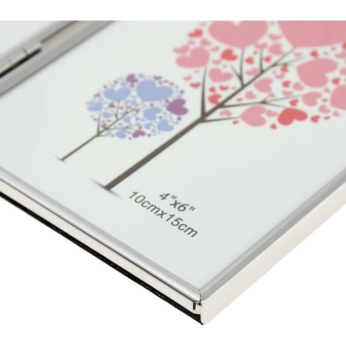 Cadre photo pliant vertical - Qualité supérieure - Argenté - 10 x 15 cm ...