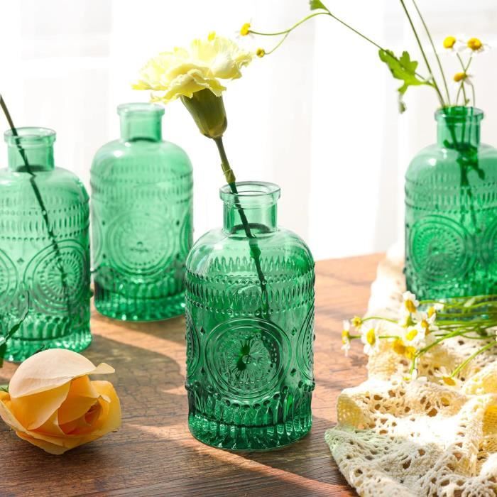 Lot De 6 Mini Vases En Verre Vintage, Mini Bouteilles Décoratives ...