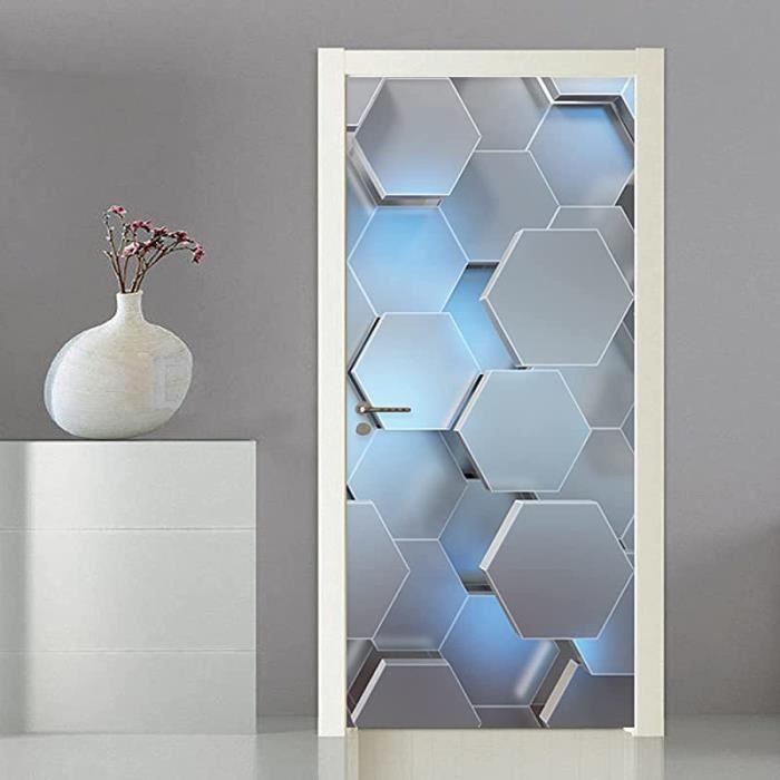 Stickers Affiche Autocollante de Porte nid abeille argent 77x200cm ...