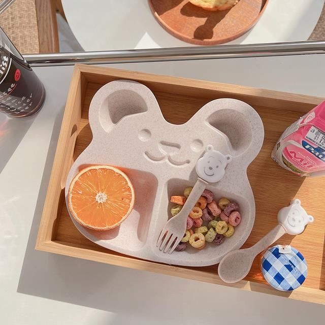 ASSIETTE - PLATEAU REPAS,Orange--Vaisselle en paille de blé pour ...
