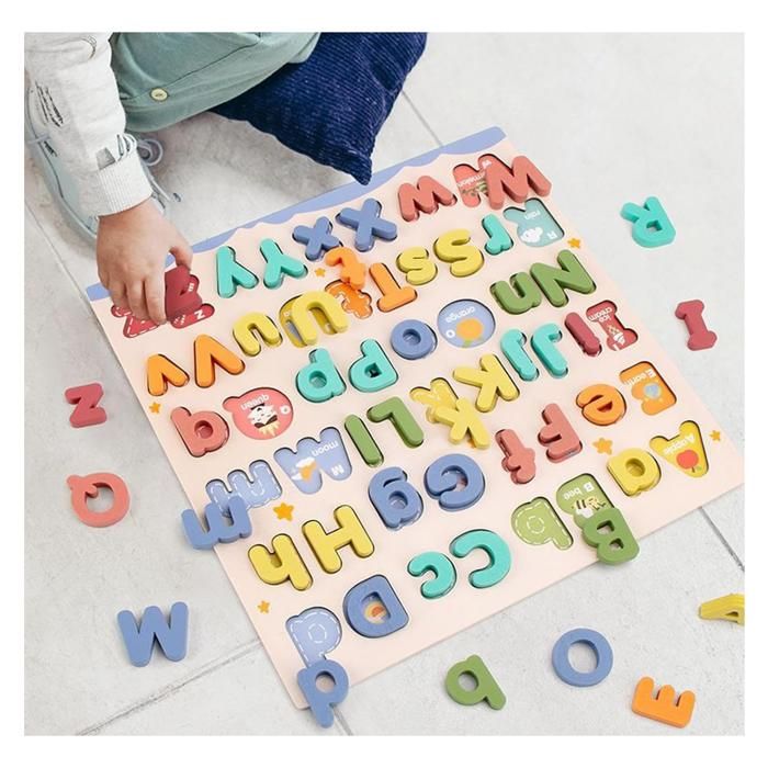 Puzzle Lettres,Jouet Éducatif en Bois Apprentissage Alphabet Majuscules ...