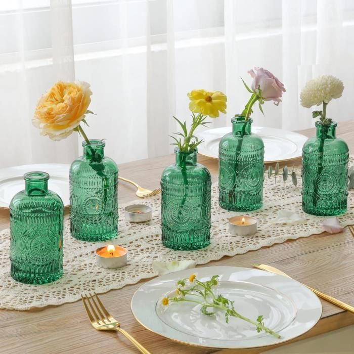Lot De 6 Mini Vases En Verre Vintage, Mini Bouteilles Décoratives ...