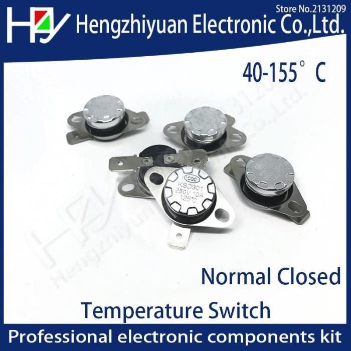 45C Degré Normal Ouvert 1 pièces Thermostat bimétal KSD301 250V 10A, interrupteur de température ...