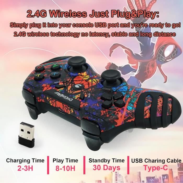 Manette Pc Sans Fil Gamepad Avec Double Vibration, Sans Fil 2,4G Gamer ...