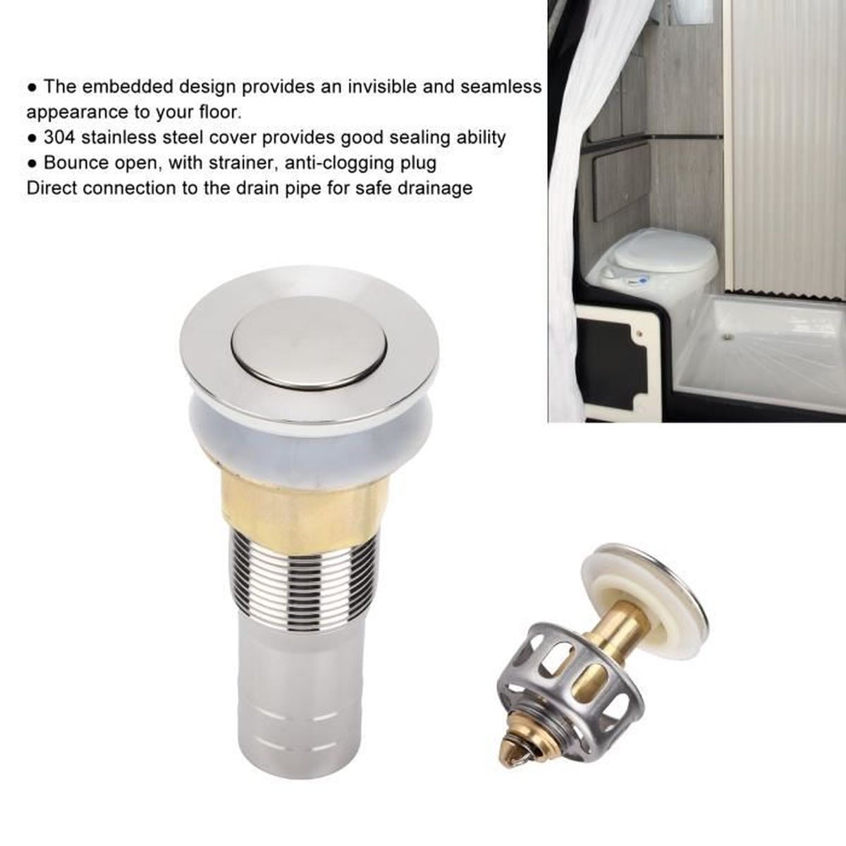 XUY Drain de plancher de salle de bain Drain de sol rebondissant avec ...