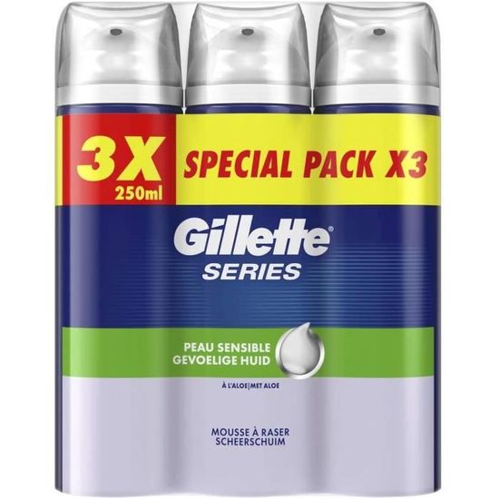 Séries Mousse à Raser Homme, Peaux Sensibles, 250 ml (Pack de 3 ...