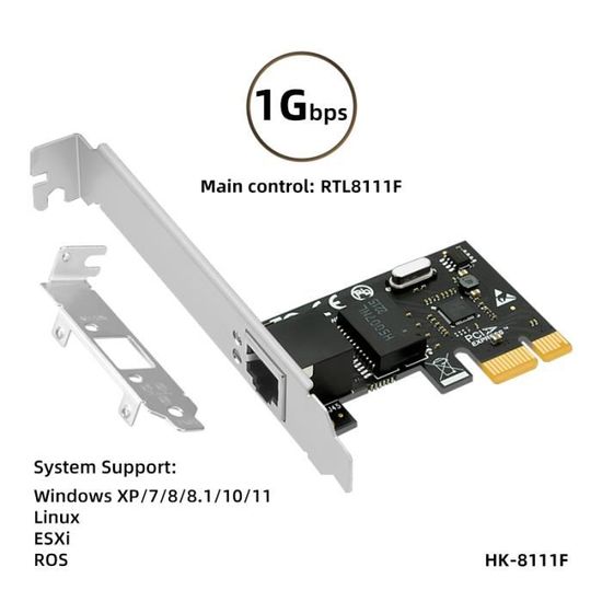 HK-8111F-1 Gbps - Carte Réseau Gigabit Ethernet Pci Express, 10-100-1000mbps,Rj45 Lan, Nic ...