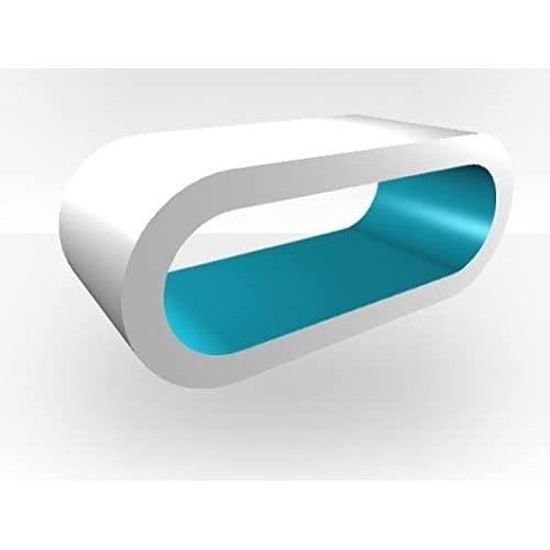 Meuble TV rond extérieur blanc Intérieur bleu sarcelle brillant [610 ...