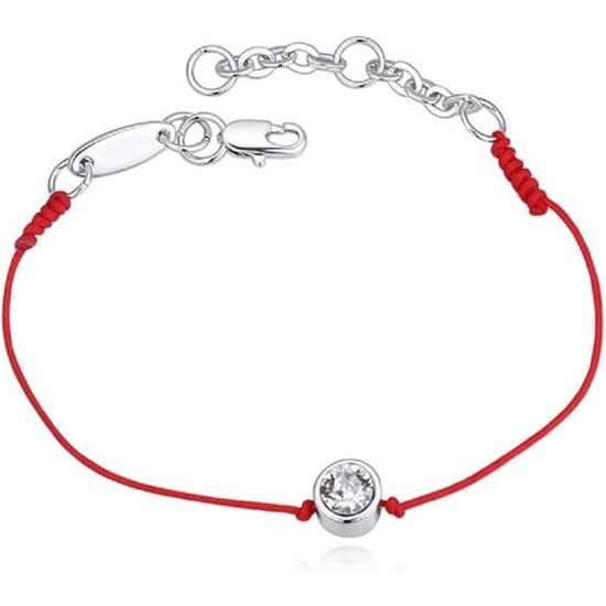 Bracelet Kabbale Cordon Rouge En Plaqué Or Blanc 18 Carats Bijoux Femme ...