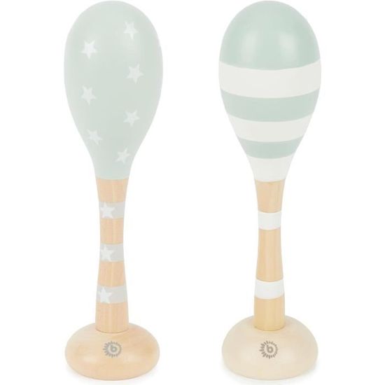 | Hochet Bebe En Bois-Reef | Lot De 2 | 19 Cm | Maracas Bébé | Hochet ...