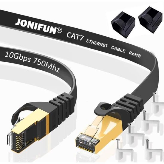 Câble Ethernet Cat 7 Câble Réseau 10Gbps avec 650 MHz Fiches RJ45 U-FTP ...