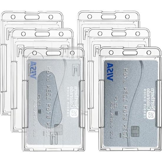 6 Pcs Porte-Badge Vertical À 2 Cartes Avec Fente Pour Le Pouce ...