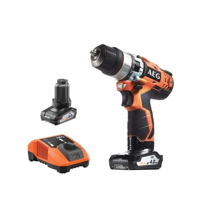 Perceuse AEG 12V - 2 batteries 4.0Ah - 1 chargeur - BSB12C2LI-KIT2 - Cdiscount Bricolage