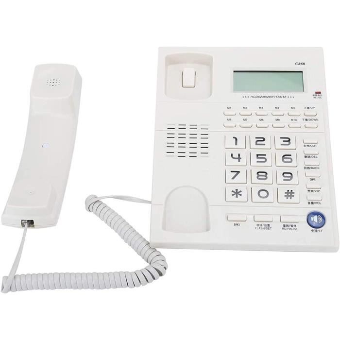 Téléphone Filaire - Téléphone Fixe Filaire À Une Touche Avec Fonction De Mise En Sourdine ...